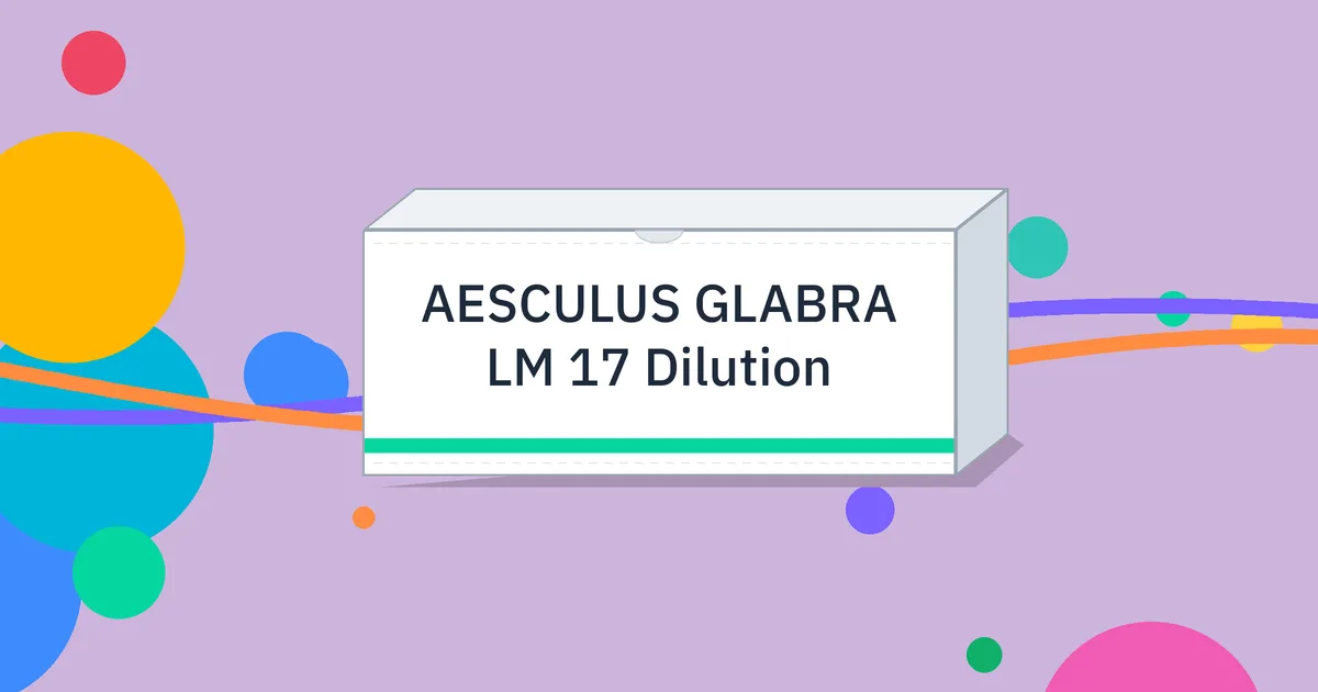 Symbolbild: Packung mit der Aufschrift AESCULUS GLABRA LM 17 Dilution (PZN 13299288) – Verfügbarkeit und Bezug in Apotheken in Frankfurt am Main