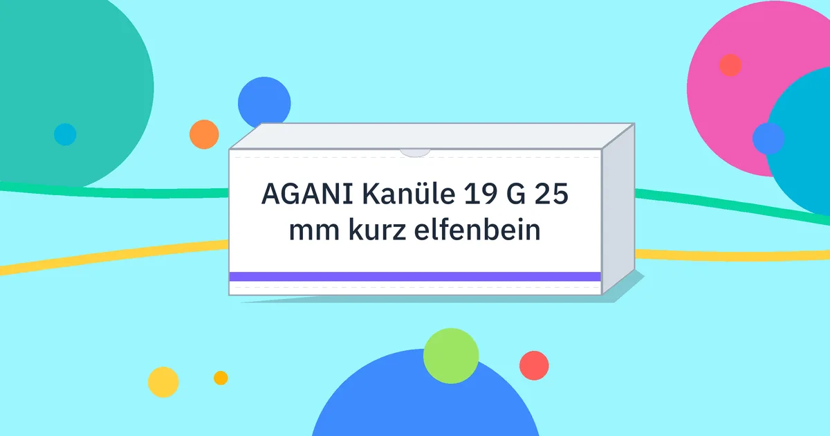 Symbolbild: Packung mit der Aufschrift AGANI Kanüle 19 G 25 mm kurz elfenbein (PZN 20130383) – Verfügbarkeit und Bezug in Apotheken in Frankfurt am Main