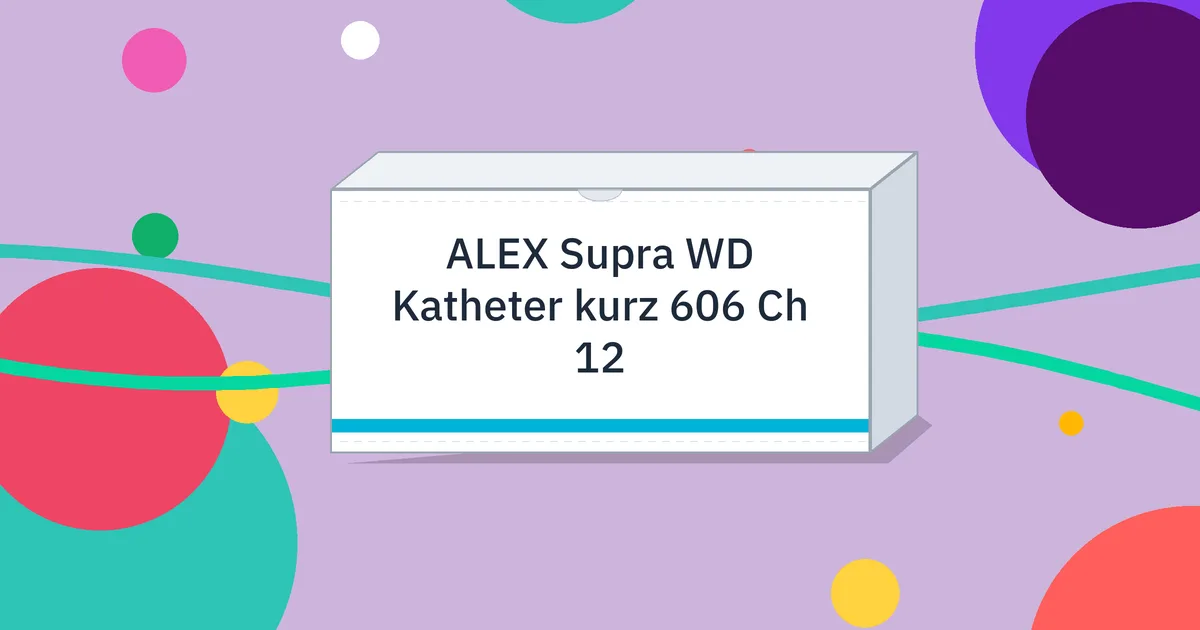 Symbolbild: Packung mit der Aufschrift ALEX Supra WD Katheter kurz 606 Ch 12 (PZN 02494756) – Verfügbarkeit und Bezug in Apotheken in Frankfurt am Main