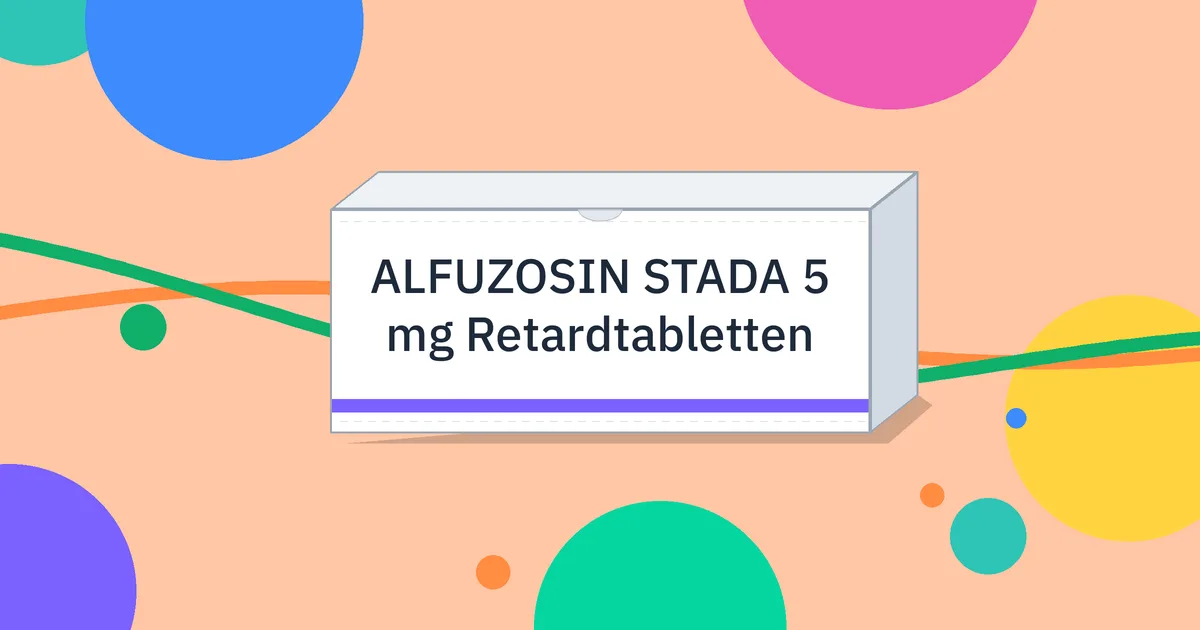Symbolbild: Packung mit der Aufschrift ALFUZOSIN STADA 5 mg Retardtabletten (PZN 02783035) – Verfügbarkeit und Bezug in Apotheken in Frankfurt am Main