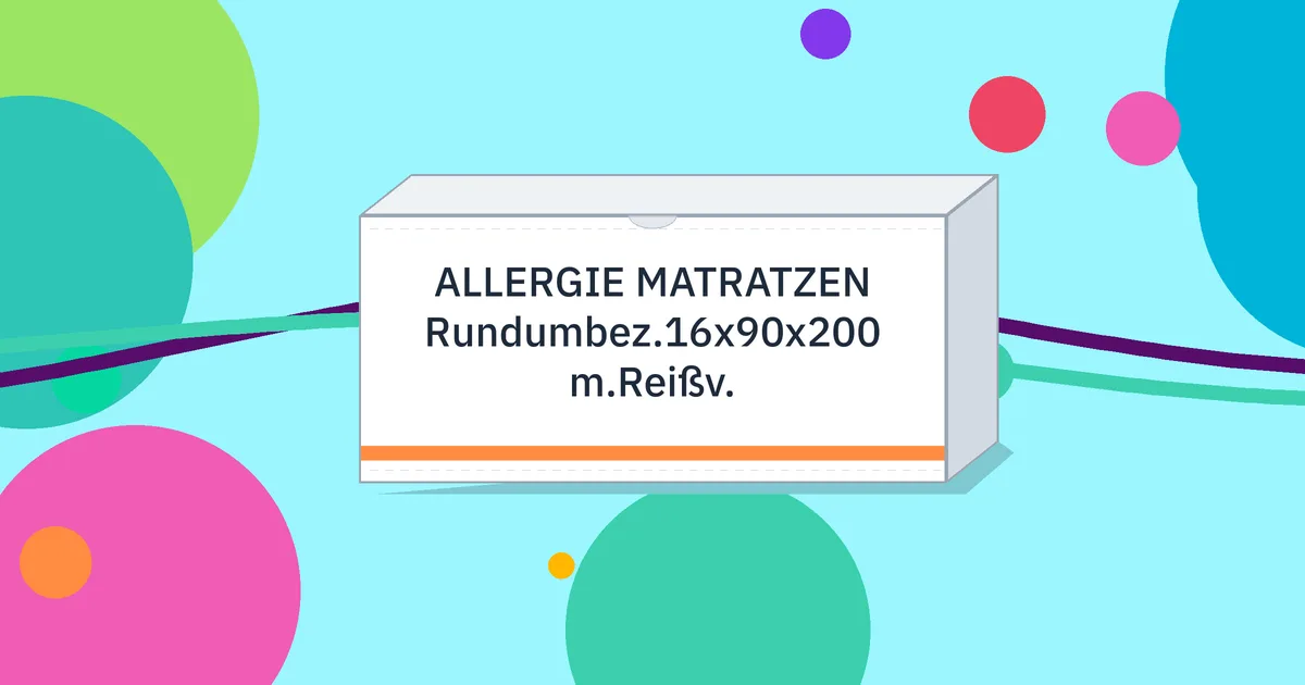 Symbolbild: Packung mit der Aufschrift ALLERGIE MATRATZEN Rundumbez.16x90x200 m.Reißv. (PZN 03394005) – Verfügbarkeit und Bezug in Apotheken in Frankfurt am Main
