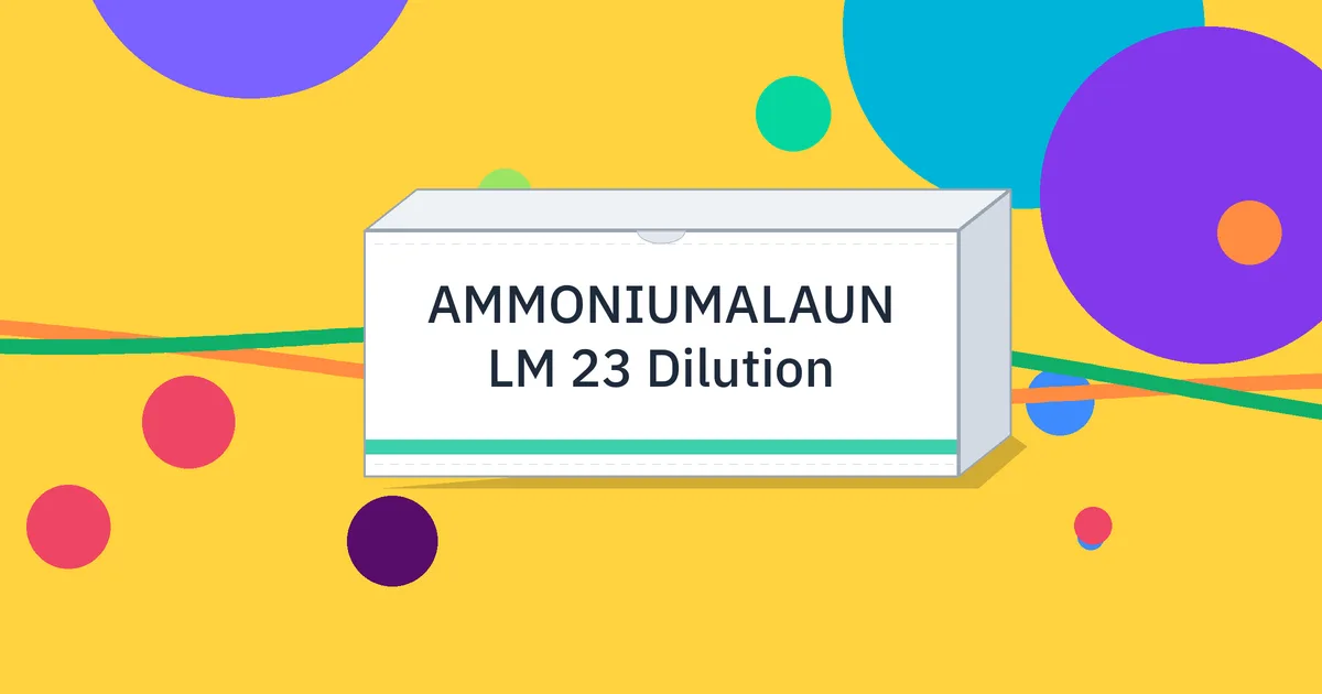 Symbolbild: Packung mit der Aufschrift AMMONIUMALAUN LM 23 Dilution (PZN 13324750) – Verfügbarkeit und Bezug in Apotheken in Frankfurt am Main