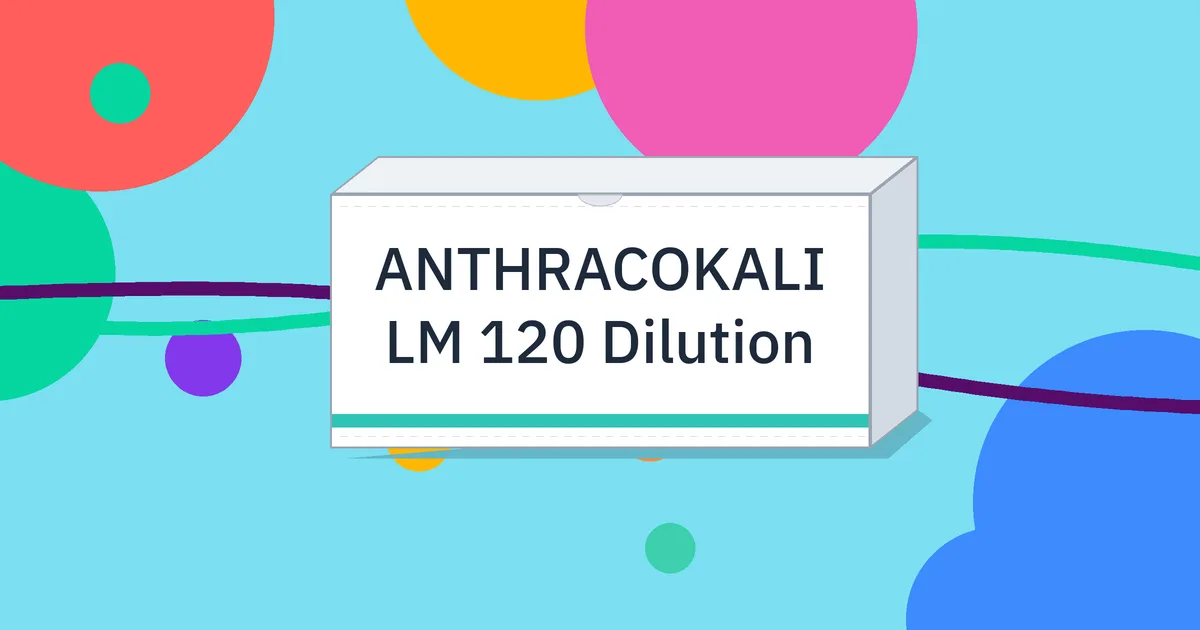 Symbolbild: Packung mit der Aufschrift ANTHRACOKALI LM 120 Dilution (PZN 13371554) – Verfügbarkeit und Bezug in Apotheken in Frankfurt am Main