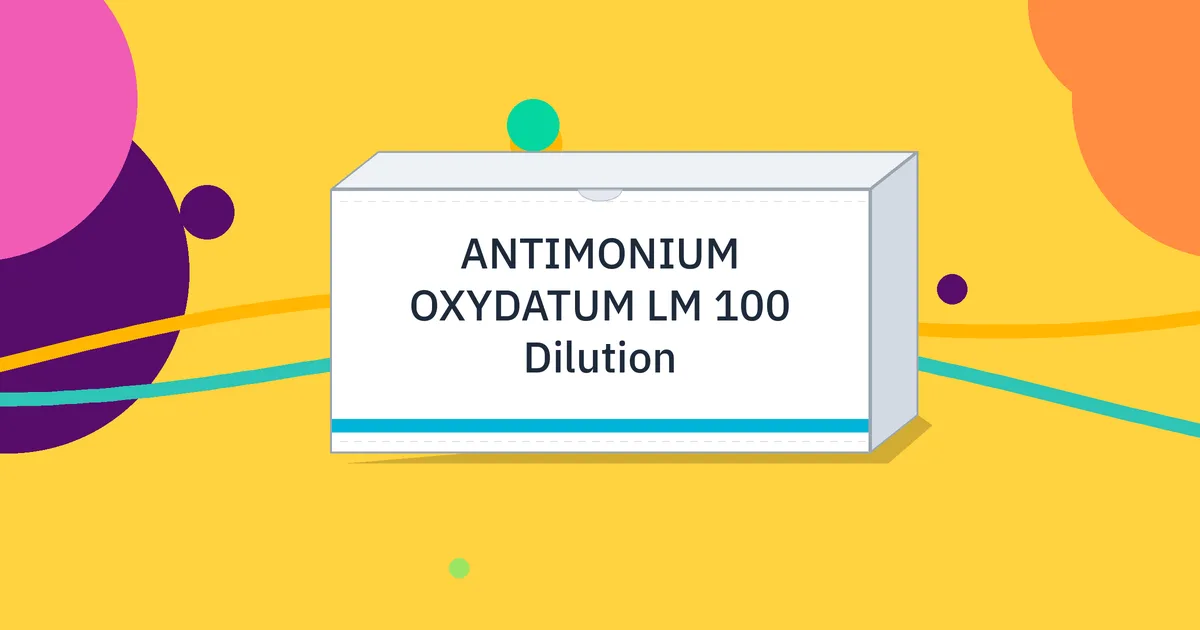 Symbolbild: Packung mit der Aufschrift ANTIMONIUM OXYDATUM LM 100 Dilution (PZN 13374995) – Verfügbarkeit und Bezug in Apotheken in Frankfurt am Main