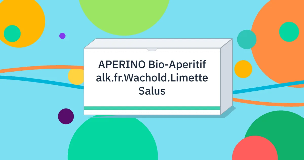 Symbolbild: Packung mit der Aufschrift APERINO Bio-Aperitif alk.fr.Wachold.Limette Salus (PZN 19164603) – Verfügbarkeit und Bezug in Apotheken in Frankfurt am Main
