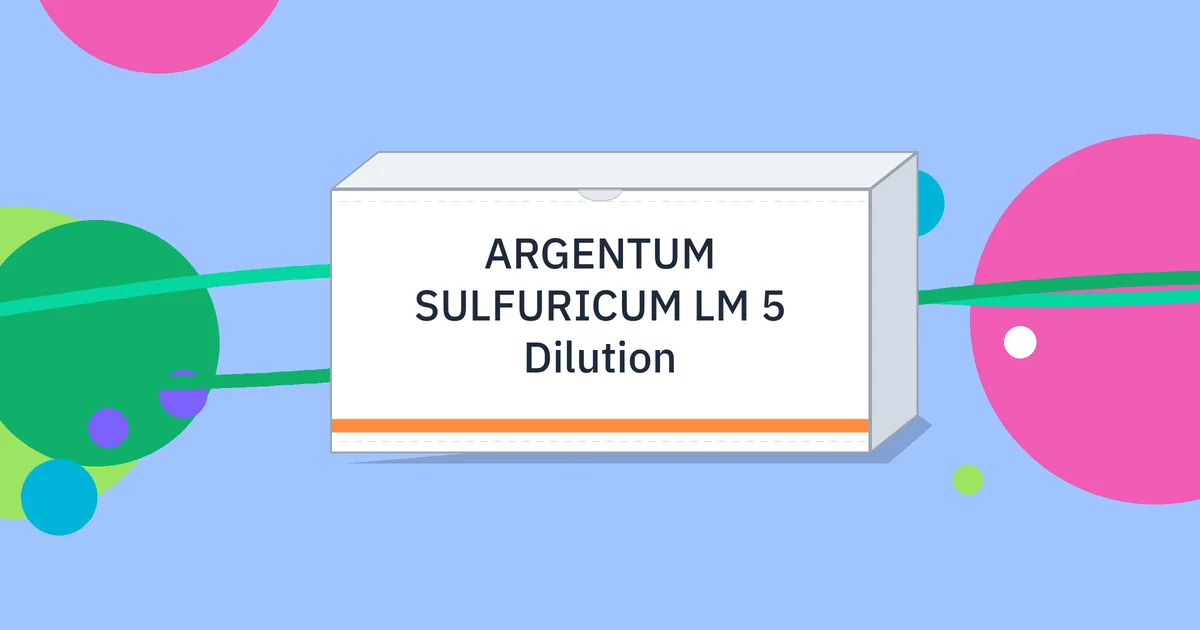 Symbolbild: Packung mit der Aufschrift ARGENTUM SULFURICUM LM 5 Dilution (PZN 12769941) – Verfügbarkeit und Bezug in Apotheken in Frankfurt am Main