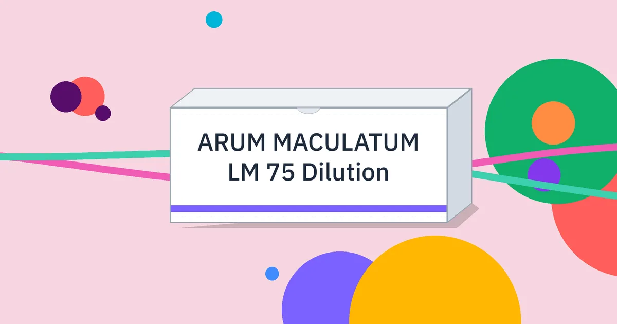 Symbolbild: Packung mit der Aufschrift ARUM MACULATUM LM 75 Dilution (PZN 13396838) – Verfügbarkeit und Bezug in Apotheken in Frankfurt am Main