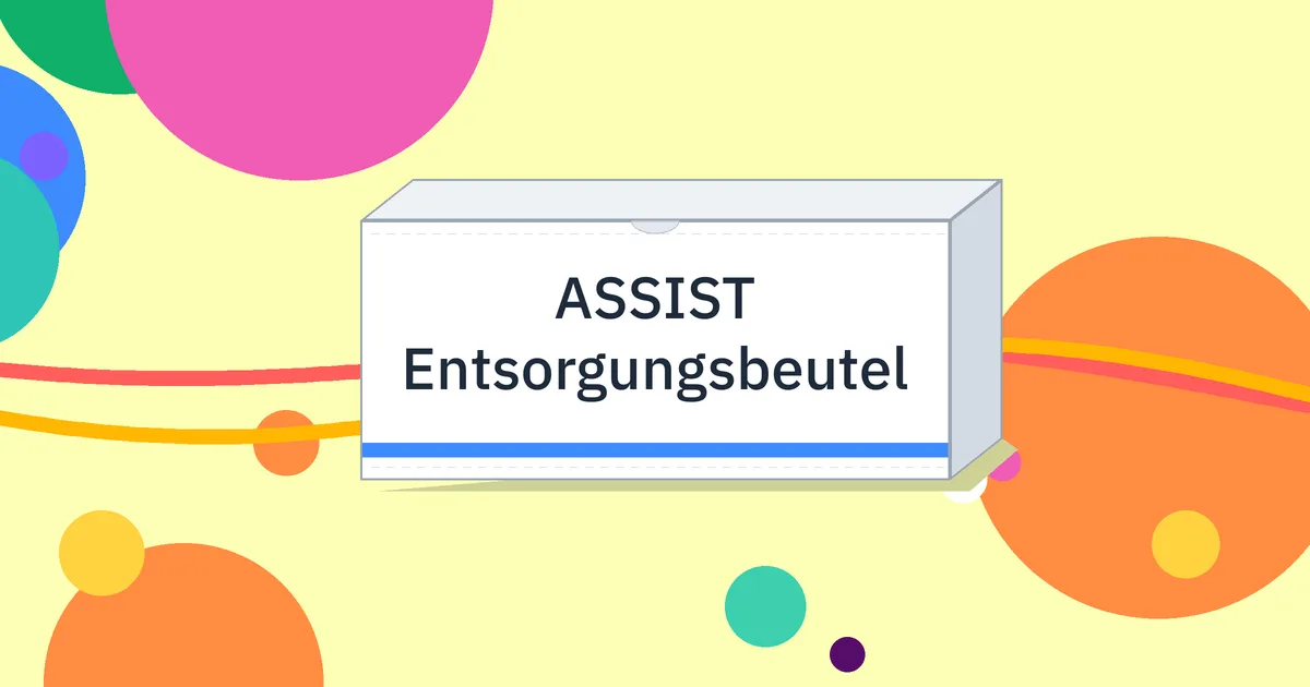 Symbolbild: Packung mit der Aufschrift ASSIST Entsorgungsbeutel (PZN 06452625) – Verfügbarkeit und Bezug in Apotheken in Frankfurt am Main