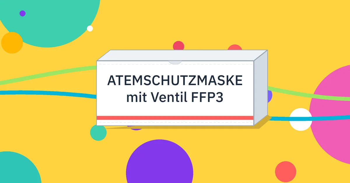 Symbolbild: Packung mit der Aufschrift ATEMSCHUTZMASKE mit Ventil FFP3 (PZN 06495362) – Verfügbarkeit und Bezug in Apotheken in Frankfurt am Main