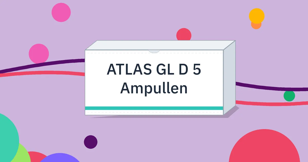 Symbolbild: Packung mit der Aufschrift ATLAS GL D 5 Ampullen (PZN 02908318) – Verfügbarkeit und Bezug in Apotheken in Frankfurt am Main