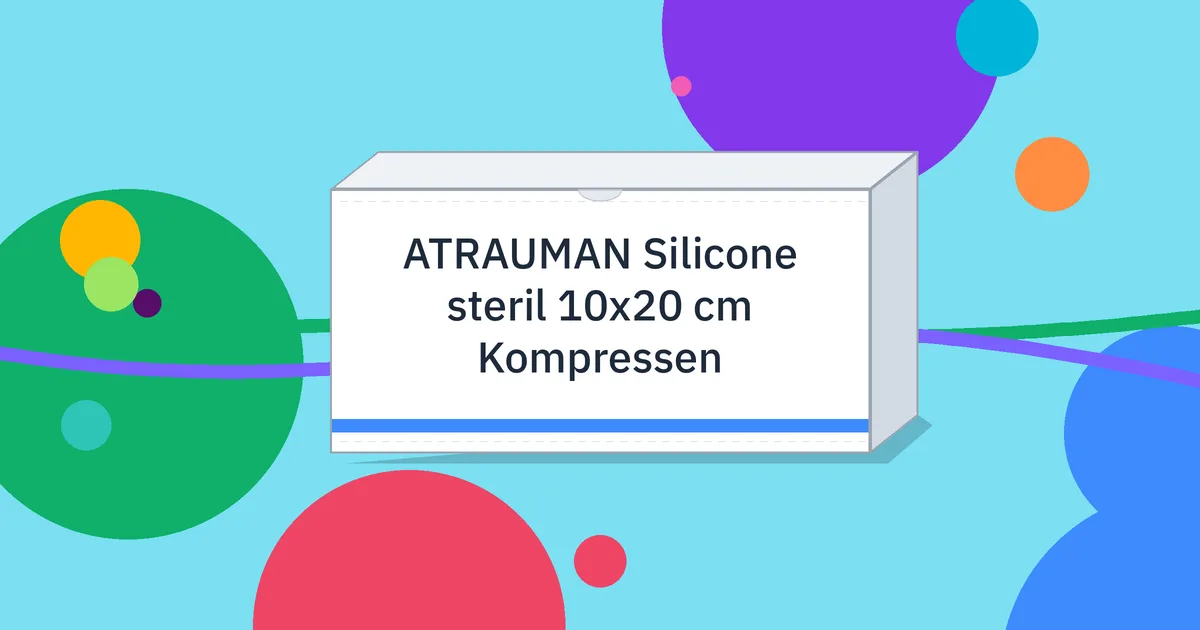 Symbolbild: Packung mit der Aufschrift ATRAUMAN Silicone steril 10x20 cm Kompressen (PZN 11666104) – Verfügbarkeit und Bezug in Apotheken in Frankfurt am Main