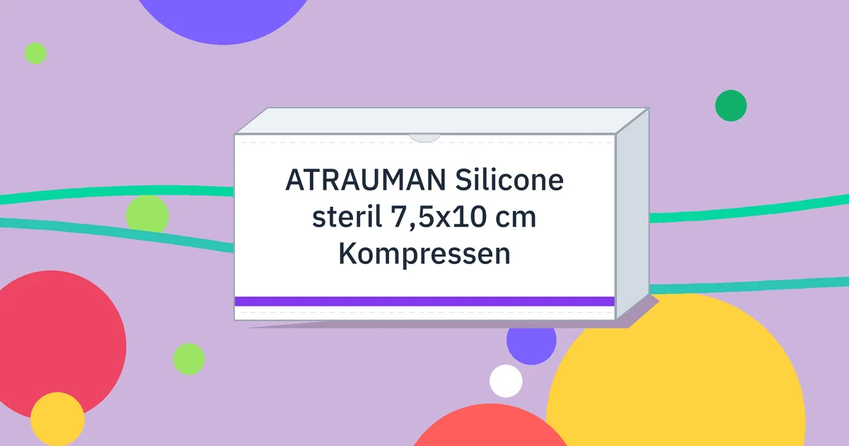 Symbolbild: Packung mit der Aufschrift ATRAUMAN Silicone steril 7,5x10 cm Kompressen (PZN 20139792) – Verfügbarkeit und Bezug in Apotheken in Frankfurt am Main