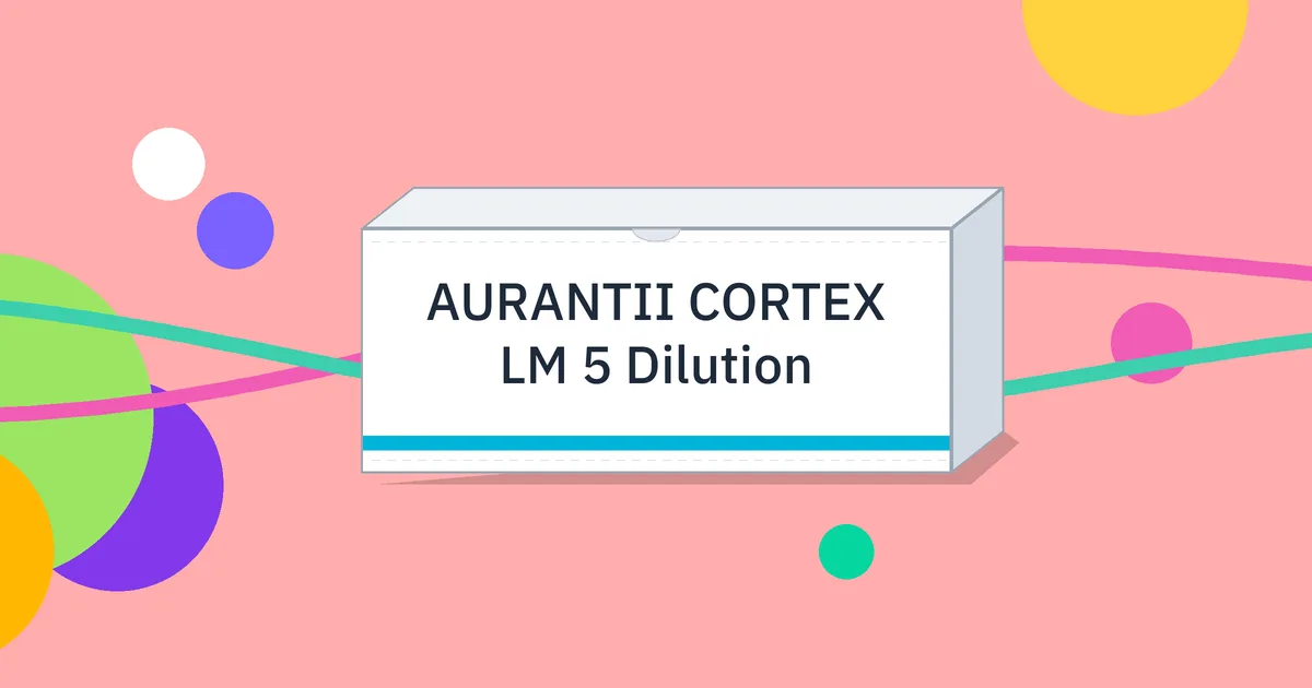 Symbolbild: Packung mit der Aufschrift AURANTII CORTEX LM 5 Dilution (PZN 13372795) – Verfügbarkeit und Bezug in Apotheken in Frankfurt am Main
