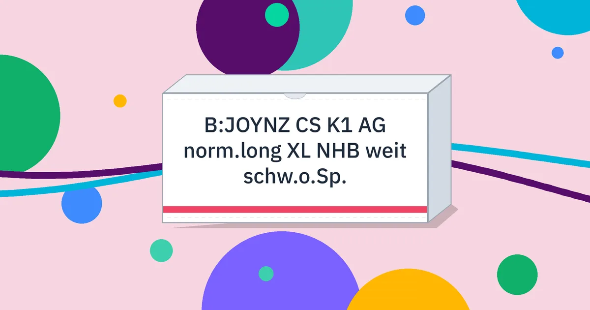 Symbolbild: Packung mit der Aufschrift B:JOYNZ CS K1 AG norm.long XL NHB weit schw.o.Sp. (PZN 20532905) – Verfügbarkeit und Bezug in Apotheken in Frankfurt am Main