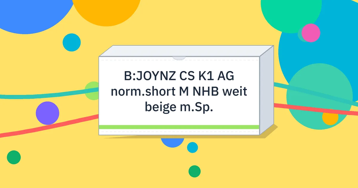Symbolbild: Packung mit der Aufschrift B:JOYNZ CS K1 AG norm.short M NHB weit beige m.Sp. (PZN 20532319) – Verfügbarkeit und Bezug in Apotheken in Frankfurt am Main