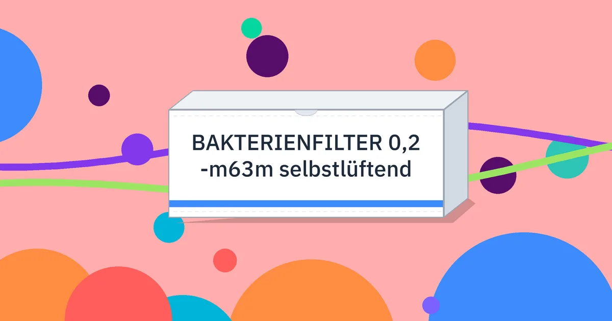 Symbolbild: Packung mit der Aufschrift BAKTERIENFILTER 0,2 -m63m selbstlüftend (PZN 07288599) – Verfügbarkeit und Bezug in Apotheken in Frankfurt am Main