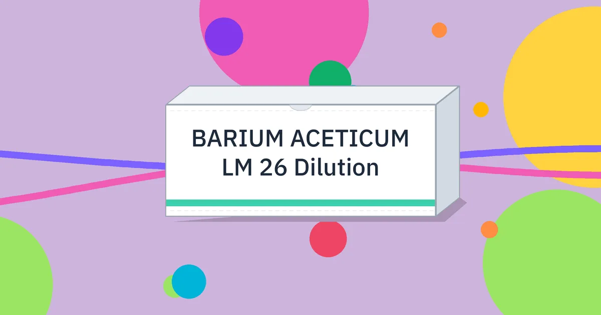 Symbolbild: Packung mit der Aufschrift BARIUM ACETICUM LM 26 Dilution (PZN 12788677) – Verfügbarkeit und Bezug in Apotheken in Frankfurt am Main