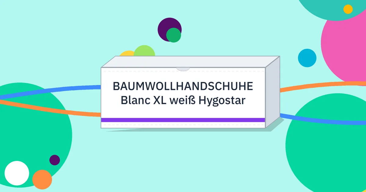 Symbolbild: Packung mit der Aufschrift BAUMWOLLHANDSCHUHE Blanc XL weiß Hygostar (PZN 20948149) – Verfügbarkeit und Bezug in Apotheken in Frankfurt am Main