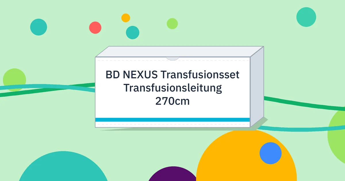 Symbolbild: Packung mit der Aufschrift BD NEXUS Transfusionsset Transfusionsleitung 270cm (PZN 19301951) – Verfügbarkeit und Bezug in Apotheken in Frankfurt am Main