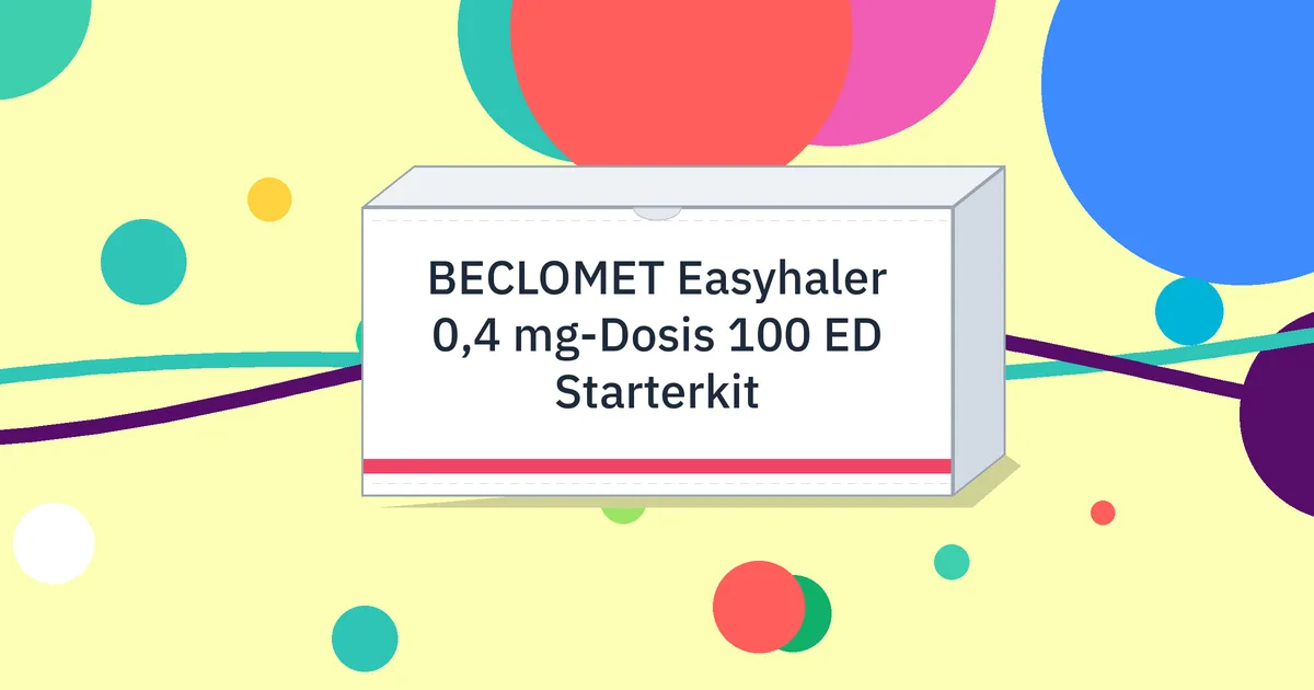 Symbolbild: Packung mit der Aufschrift BECLOMET Easyhaler 0,4 mg-Dosis 100 ED Starterkit (PZN 09923551) – Verfügbarkeit und Bezug in Apotheken in Frankfurt am Main