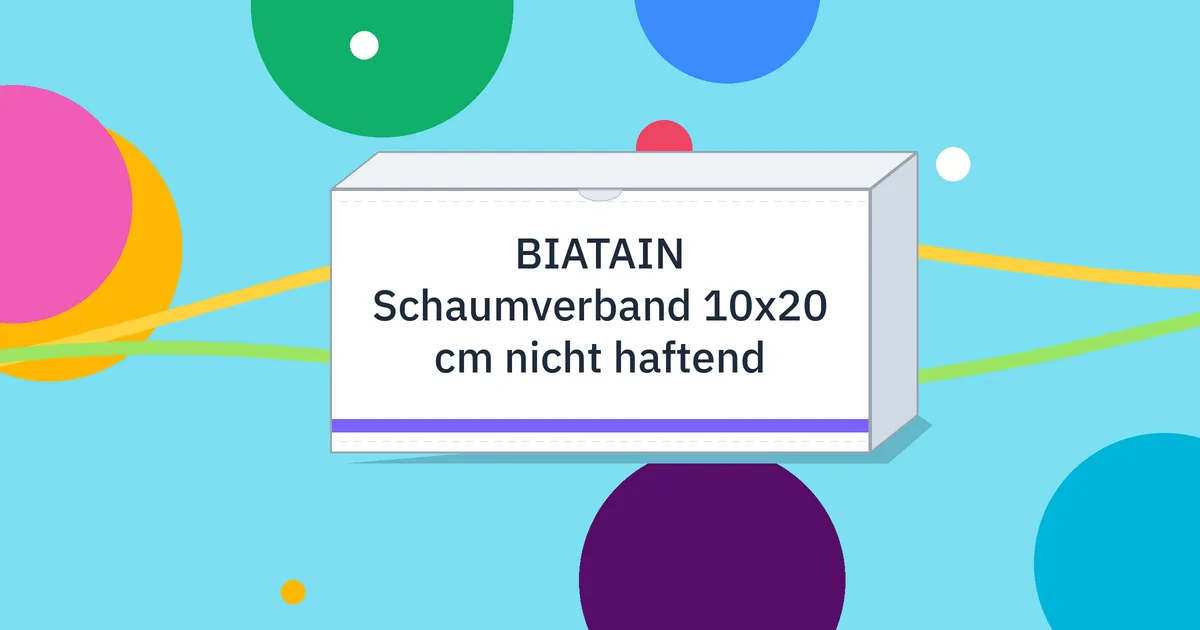 Symbolbild: Packung mit der Aufschrift BIATAIN Schaumverband 10x20 cm nicht haftend (PZN 12907082) – Verfügbarkeit und Bezug in Apotheken in Frankfurt am Main