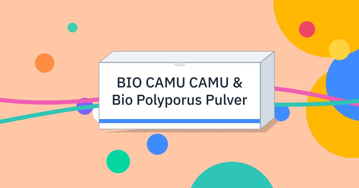 Symbolbild: Packung mit der Aufschrift BIO CAMU CAMU & Bio Polyporus Pulver (PZN 13350397) – Verfügbarkeit und Bezug in Apotheken in Frankfurt am Main