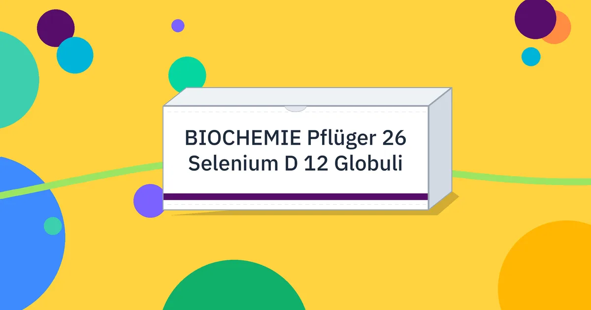 Symbolbild: Packung mit der Aufschrift BIOCHEMIE Pflüger 26 Selenium D 12 Globuli (PZN 17278426) – Verfügbarkeit und Bezug in Apotheken in Frankfurt am Main