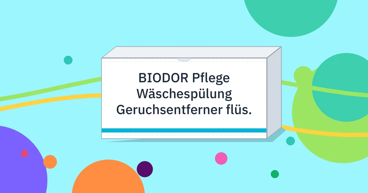 Symbolbild: Packung mit der Aufschrift BIODOR Pflege Wäschespülung Geruchsentferner flüs. (PZN 18133262) – Verfügbarkeit und Bezug in Apotheken in Frankfurt am Main