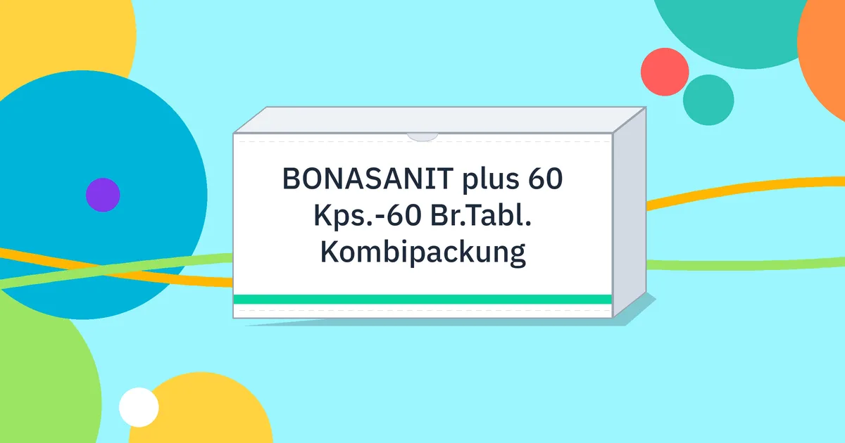 Symbolbild: Packung mit der Aufschrift BONASANIT plus 60 Kps.-60 Br.Tabl. Kombipackung (PZN 08881922) – Verfügbarkeit und Bezug in Apotheken in Frankfurt am Main