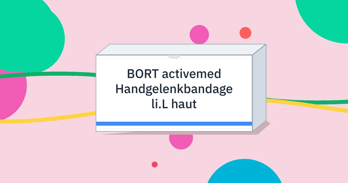 Symbolbild: Packung mit der Aufschrift BORT activemed Handgelenkbandage li.L haut (PZN 10786384) – Verfügbarkeit und Bezug in Apotheken in Frankfurt am Main