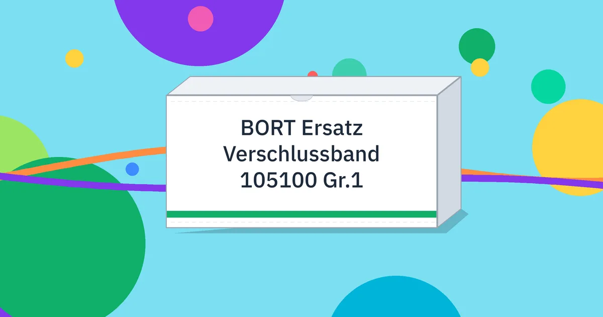 Symbolbild: Packung mit der Aufschrift BORT Ersatz Verschlussband 105100 Gr.1 (PZN 17842677) – Verfügbarkeit und Bezug in Apotheken in Frankfurt am Main