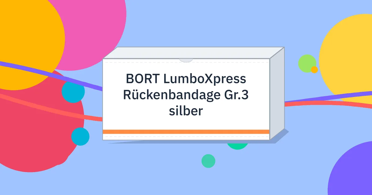 Symbolbild: Packung mit der Aufschrift BORT LumboXpress Rückenbandage Gr.3 silber (PZN 12573994) – Verfügbarkeit und Bezug in Apotheken in Frankfurt am Main
