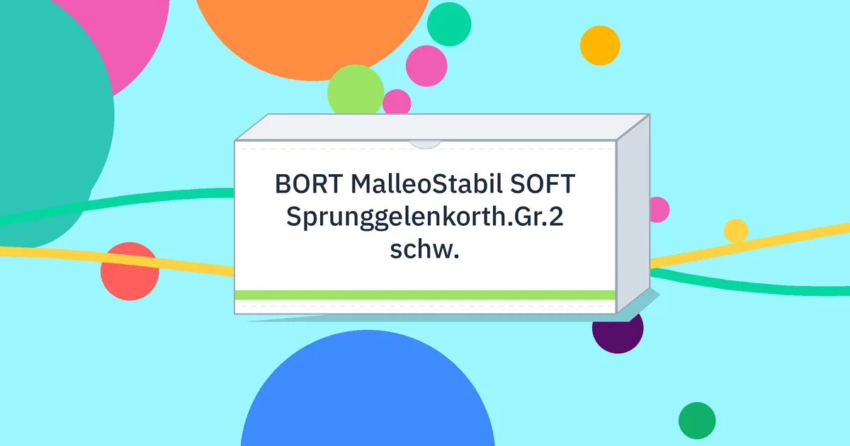 Symbolbild: Packung mit der Aufschrift BORT MalleoStabil SOFT Sprunggelenkorth.Gr.2 schw. (PZN 09444000) – Verfügbarkeit und Bezug in Apotheken in Frankfurt am Main