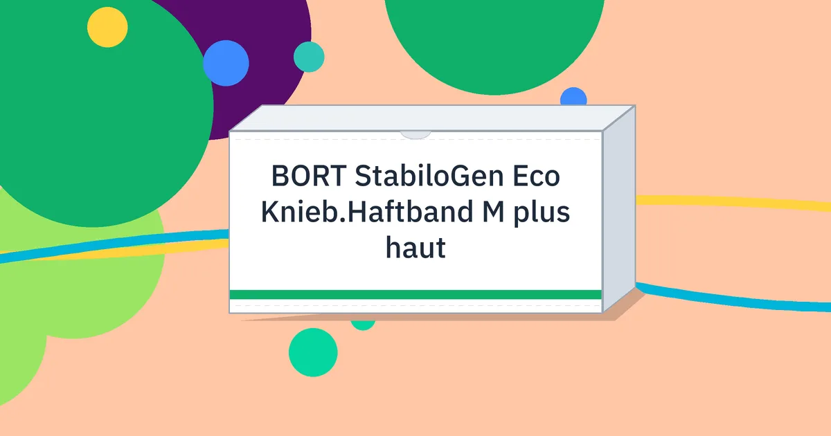 Symbolbild: Packung mit der Aufschrift BORT StabiloGen Eco Knieb.Haftband M plus haut (PZN 13424368) – Verfügbarkeit und Bezug in Apotheken in Frankfurt am Main