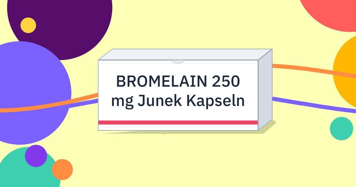 Symbolbild: Packung mit der Aufschrift BROMELAIN 250 mg Junek Kapseln (PZN 02573266) – Verfügbarkeit und Bezug in Apotheken in Frankfurt am Main
