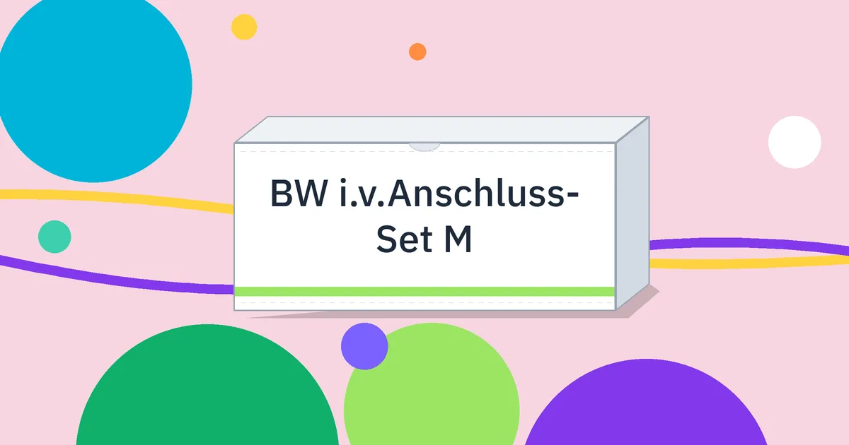 Symbolbild: Packung mit der Aufschrift BW i.v.Anschluss-Set M (PZN 11222258) – Verfügbarkeit und Bezug in Apotheken in Frankfurt am Main
