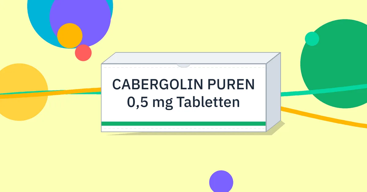 Symbolbild: Packung mit der Aufschrift CABERGOLIN PUREN 0,5 mg Tabletten (PZN 19106126) – Verfügbarkeit und Bezug in Apotheken in Frankfurt am Main