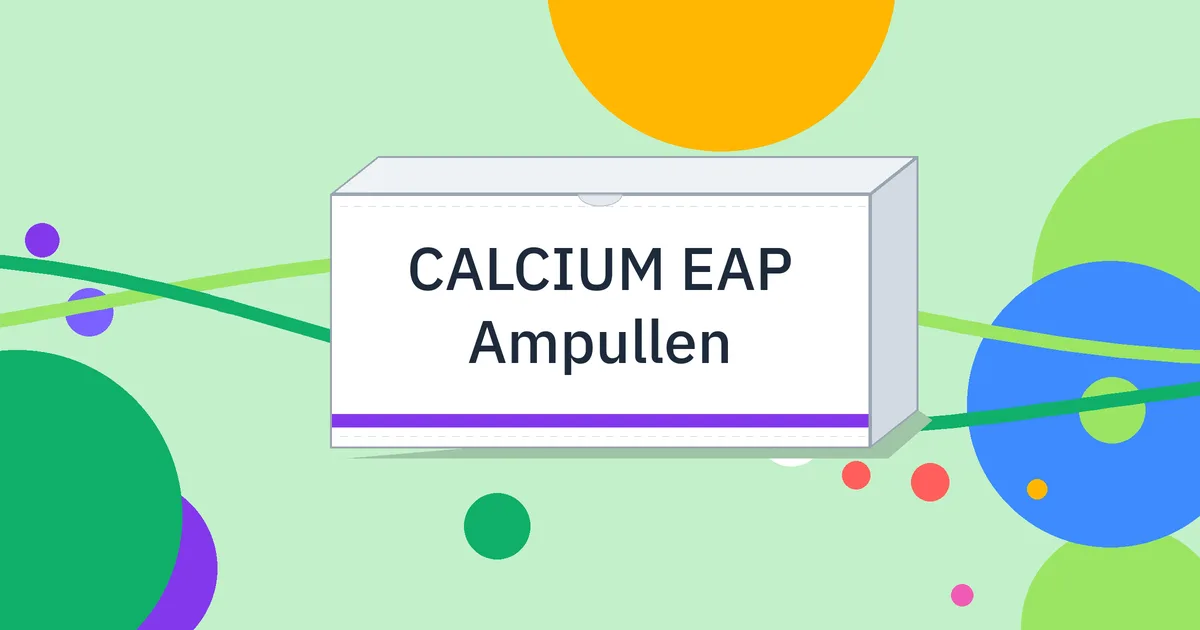 Symbolbild: Packung mit der Aufschrift CALCIUM EAP Ampullen (PZN 00167800) – Verfügbarkeit und Bezug in Apotheken in Frankfurt am Main