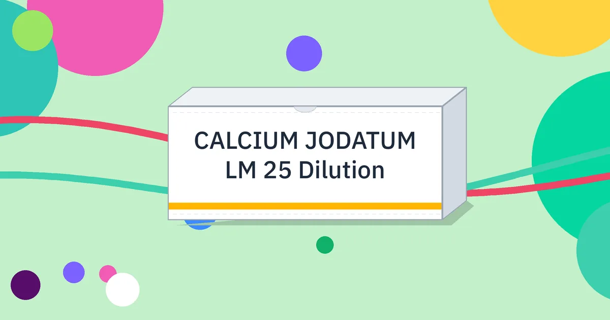 Symbolbild: Packung mit der Aufschrift CALCIUM JODATUM LM 25 Dilution (PZN 12804910) – Verfügbarkeit und Bezug in Apotheken in Frankfurt am Main