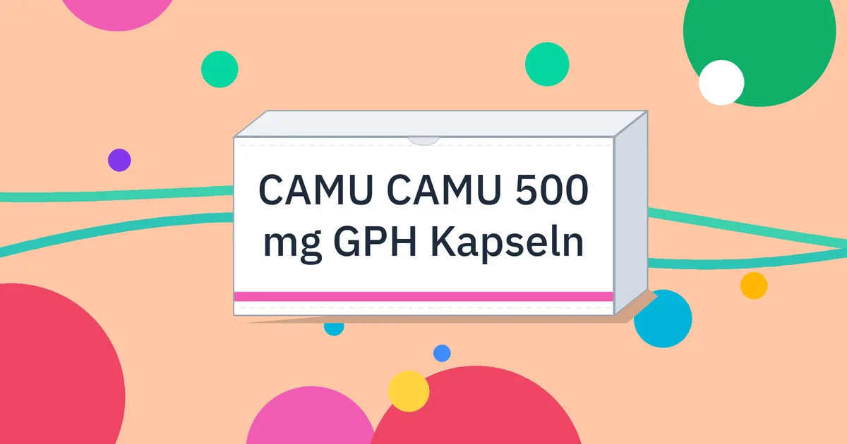 Symbolbild: Packung mit der Aufschrift CAMU CAMU 500 mg GPH Kapseln (PZN 09721712) – Verfügbarkeit und Bezug in Apotheken in Frankfurt am Main