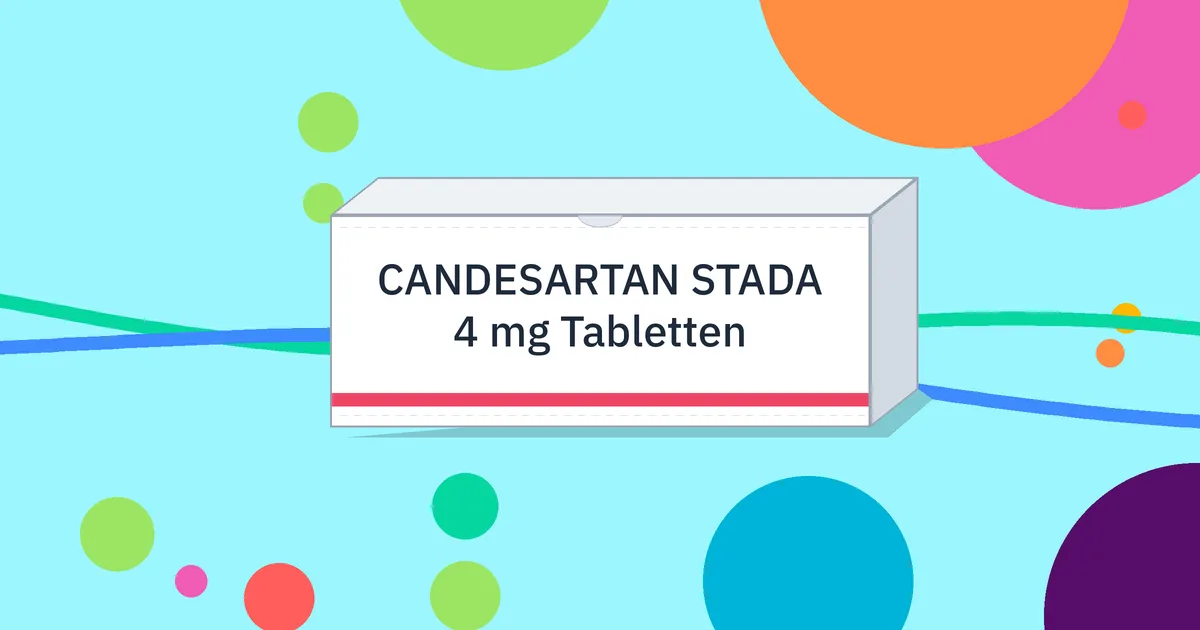 Symbolbild: Packung mit der Aufschrift CANDESARTAN STADA 4 mg Tabletten (PZN 09443093) – Verfügbarkeit und Bezug in Apotheken in Frankfurt am Main