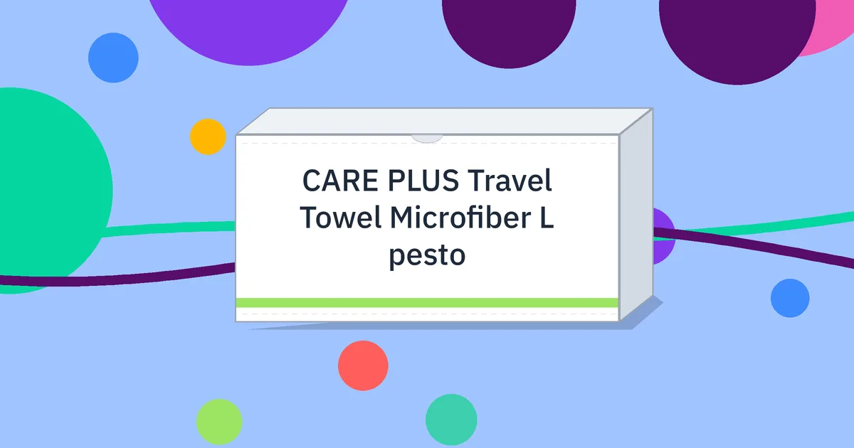 Symbolbild: Packung mit der Aufschrift CARE PLUS Travel Towel Microfiber L pesto (PZN 16681628) – Verfügbarkeit und Bezug in Apotheken in Frankfurt am Main