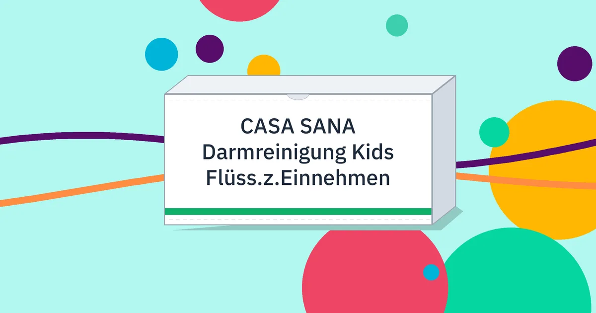 Symbolbild: Packung mit der Aufschrift CASA SANA Darmreinigung Kids Flüss.z.Einnehmen (PZN 16031971) – Verfügbarkeit und Bezug in Apotheken in Frankfurt am Main
