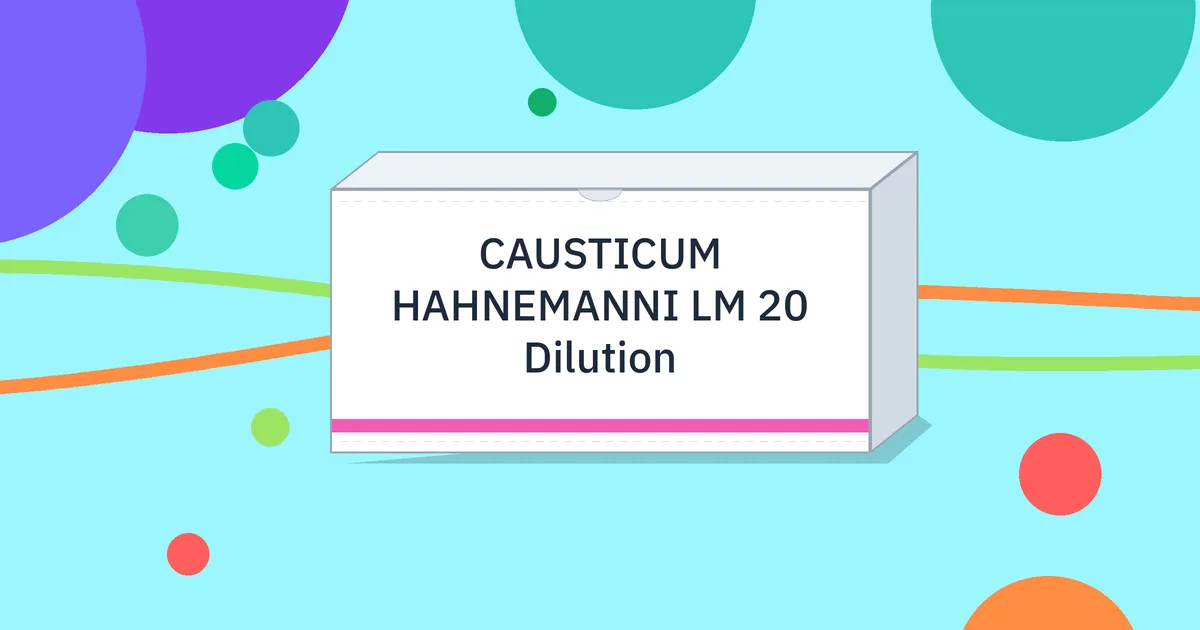 Symbolbild: Packung mit der Aufschrift CAUSTICUM HAHNEMANNI LM 20 Dilution (PZN 12811726) – Verfügbarkeit und Bezug in Apotheken in Frankfurt am Main