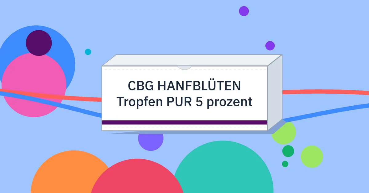 Symbolbild: Packung mit der Aufschrift CBG HANFBLÜTEN Tropfen PUR 5 prozent (PZN 15584194) – Verfügbarkeit und Bezug in Apotheken in Frankfurt am Main