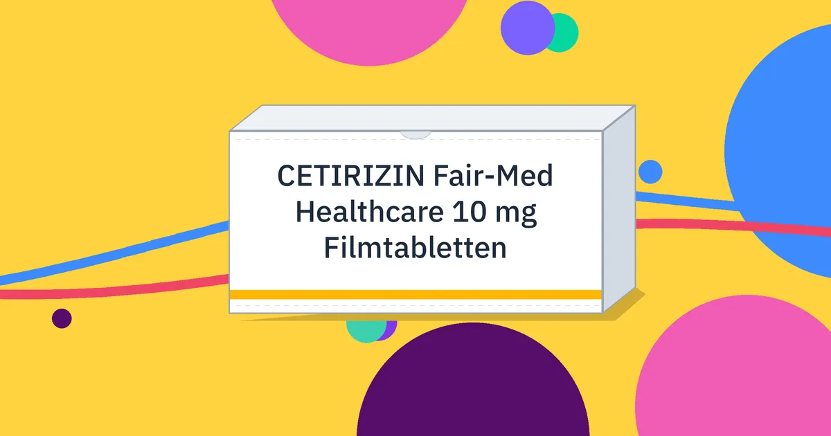 Symbolbild: Packung mit der Aufschrift CETIRIZIN Fair-Med Healthcare 10 mg Filmtabletten (PZN 10280704) – Verfügbarkeit und Bezug in Apotheken in Frankfurt am Main