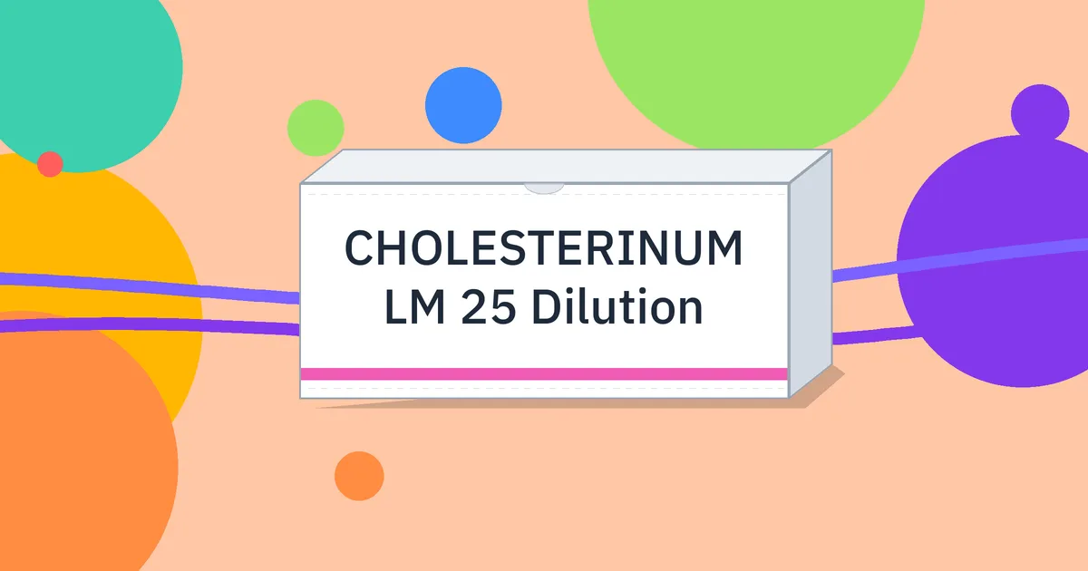 Symbolbild: Packung mit der Aufschrift CHOLESTERINUM LM 25 Dilution (PZN 12817485) – Verfügbarkeit und Bezug in Apotheken in Frankfurt am Main