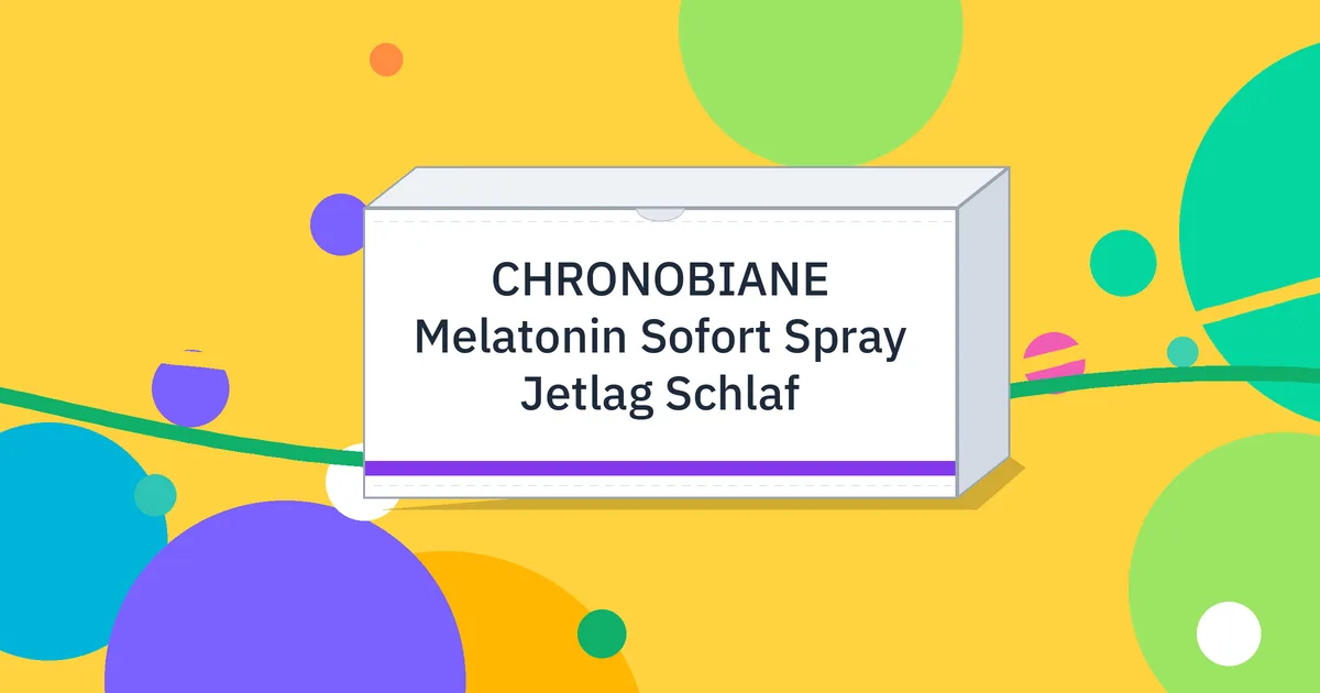 Symbolbild: Packung mit der Aufschrift CHRONOBIANE Melatonin Sofort Spray Jetlag Schlaf (PZN 17584407) – Verfügbarkeit und Bezug in Apotheken in Frankfurt am Main