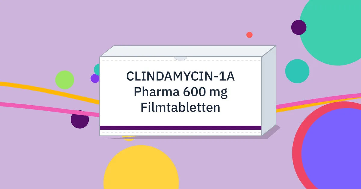Symbolbild: Packung mit der Aufschrift CLINDAMYCIN-1A Pharma 600 mg Filmtabletten (PZN 01624530) – Verfügbarkeit und Bezug in Apotheken in Frankfurt am Main