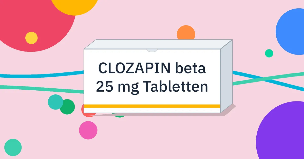 Symbolbild: Packung mit der Aufschrift CLOZAPIN beta 25 mg Tabletten (PZN 02825733) – Verfügbarkeit und Bezug in Apotheken in Frankfurt am Main